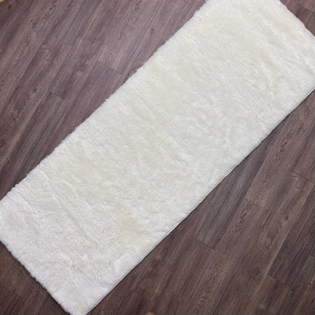 Cream Pure British Wool Yoga Mat 200cm x 75cm Non Slip Backing