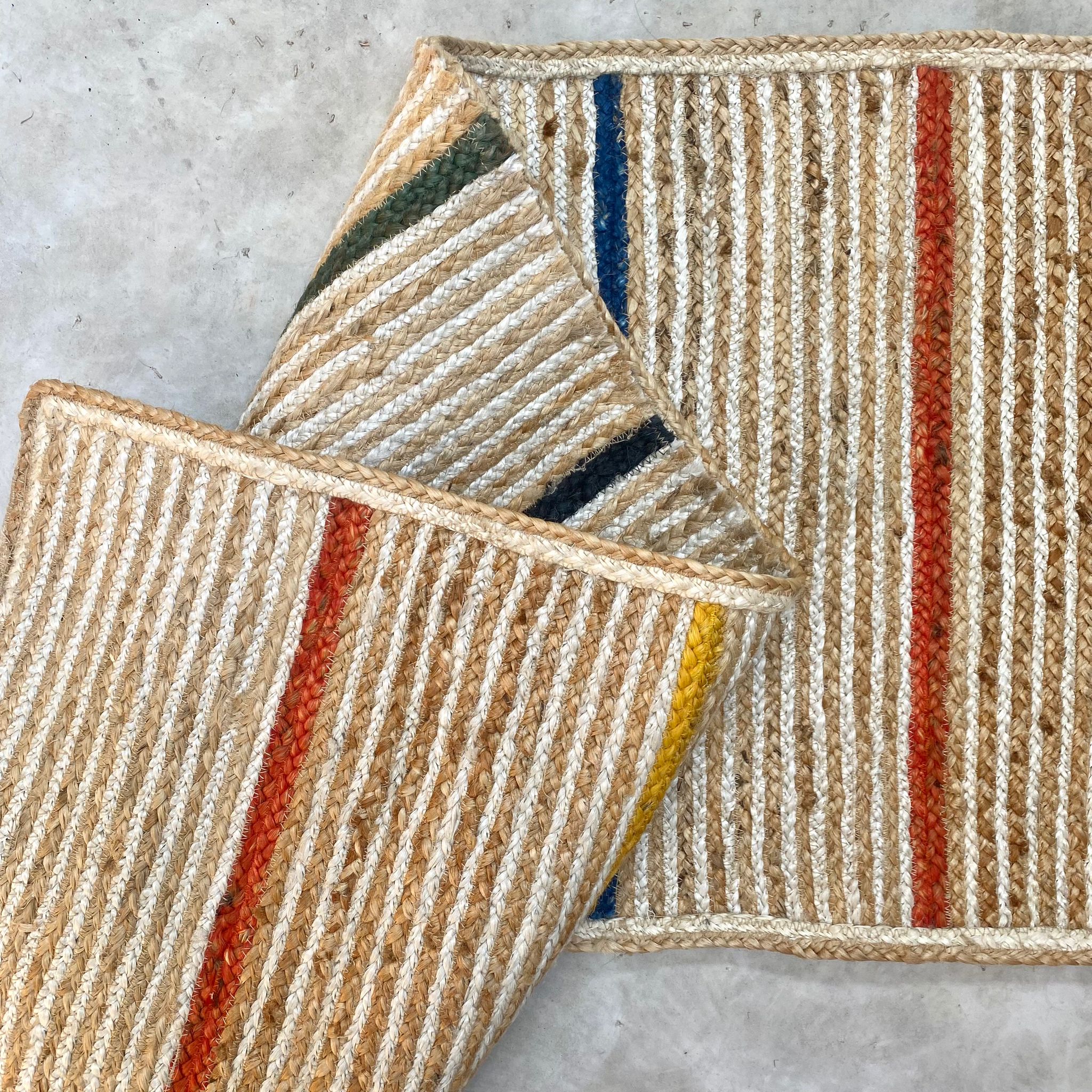 Hallway or entrance jute rug runner with colourful pinstripe design ...