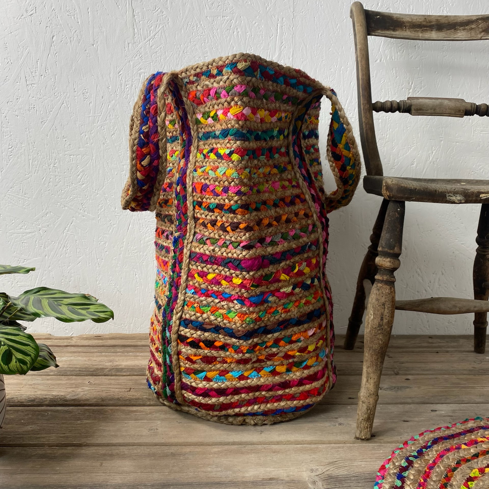 Multi-Coloured Jute and Cotton Fair Trade Large Storage Bag. GoodWeave ...