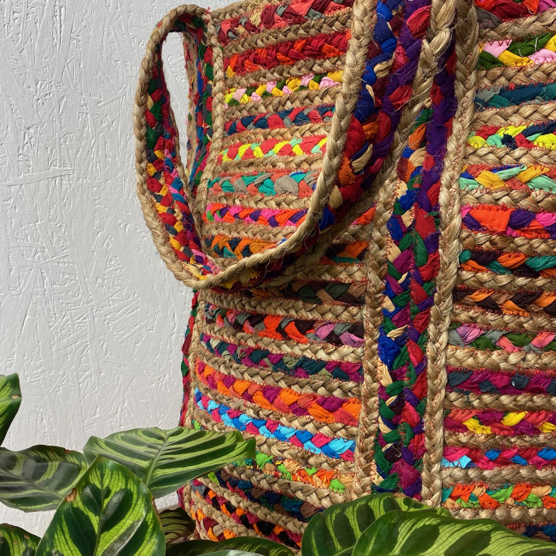 Multi-Coloured Jute and Cotton Fair Trade Large Storage Bag. GoodWeave ...