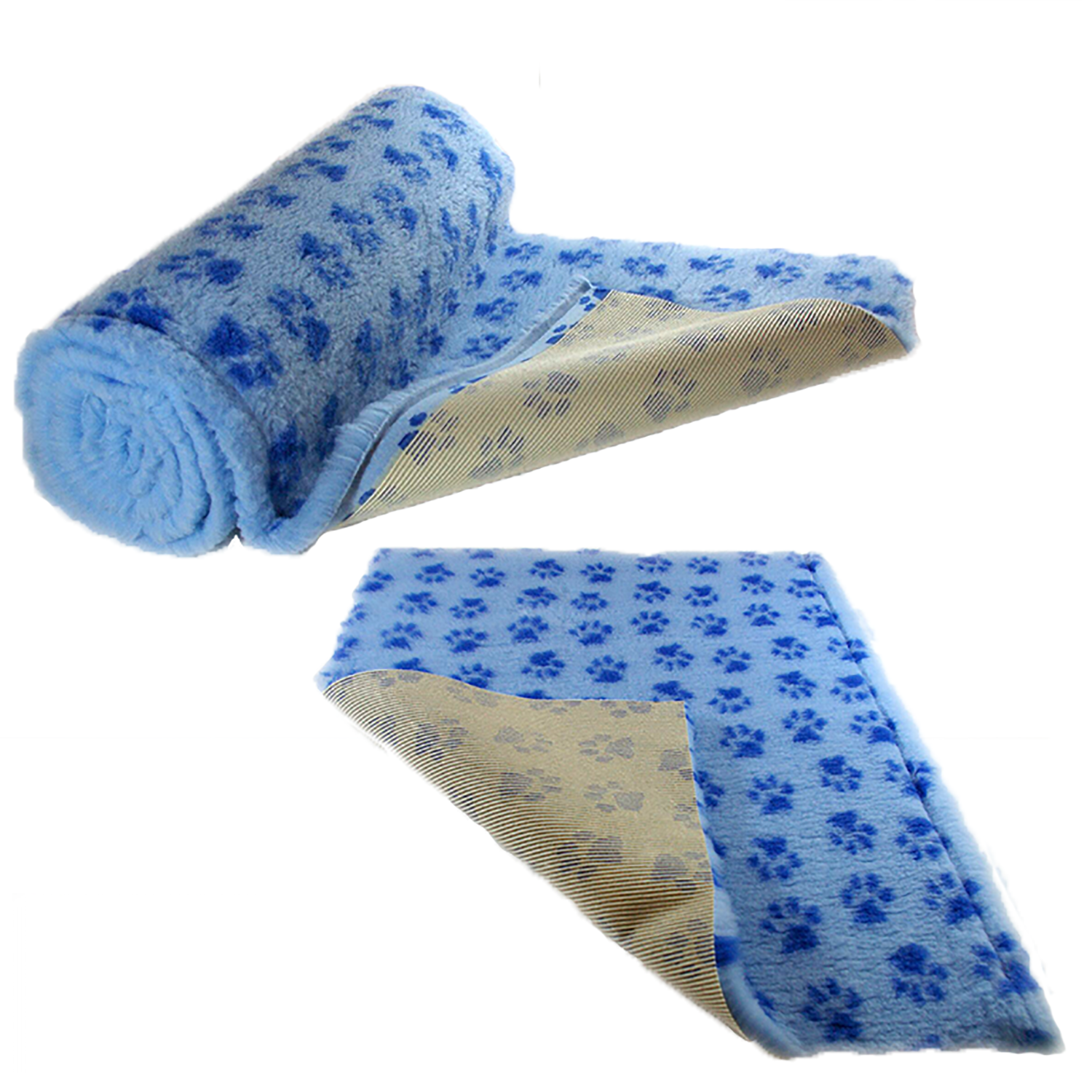 Light Blue with Blue Paw NNon Slip Vet Bedding. Vet bed cut in squares ...